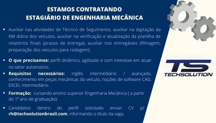 Estágio Engenharia Mecânica (30/03) - Central de Carreiras UniOpet Estágio Engenharia Mecânica (30/03) - Central de Carreiras UniOpet