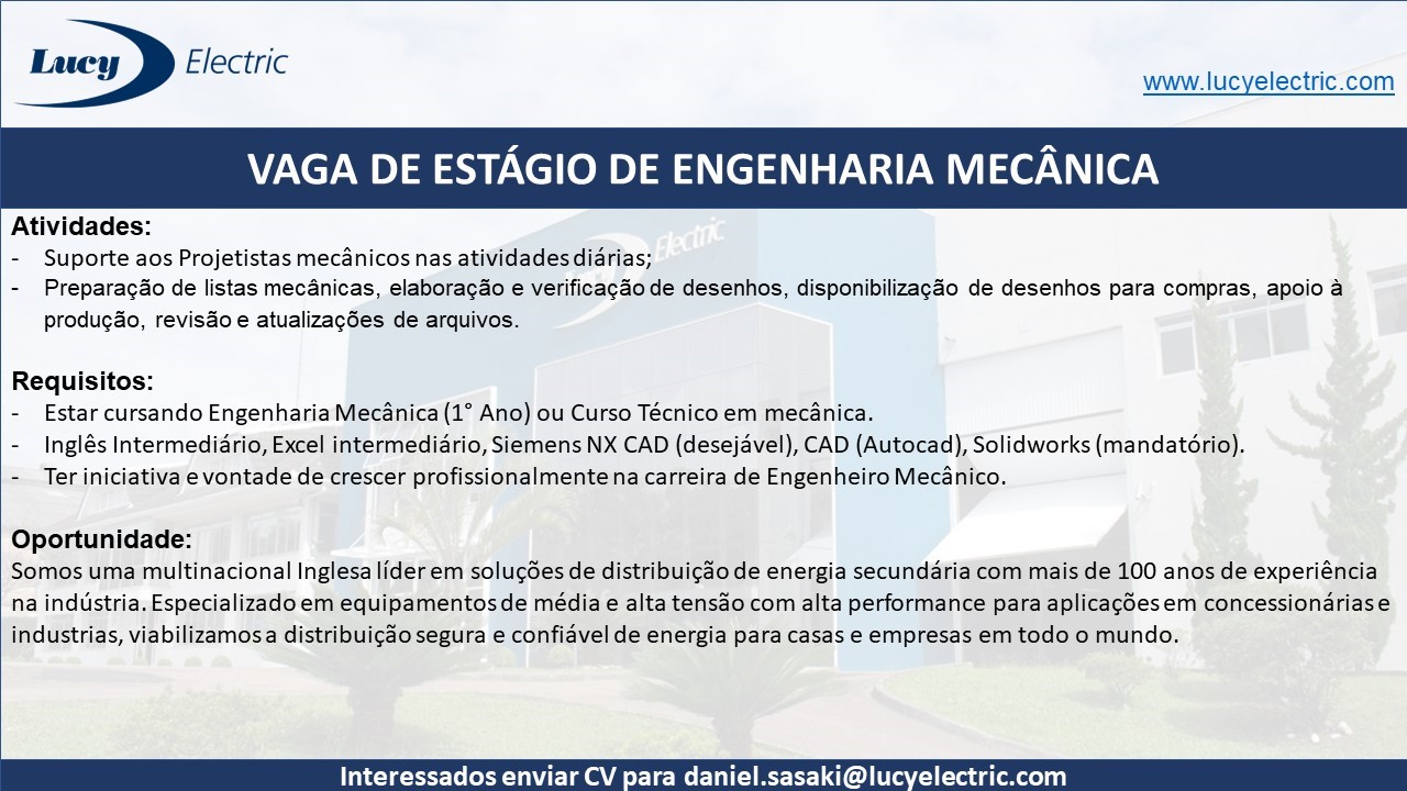 Estágio - Engenharia Mecânica (04/03) - Central de Carreiras UniOpet Estágio - Engenharia Mecânica (04/03) - Central de Carreiras UniOpet