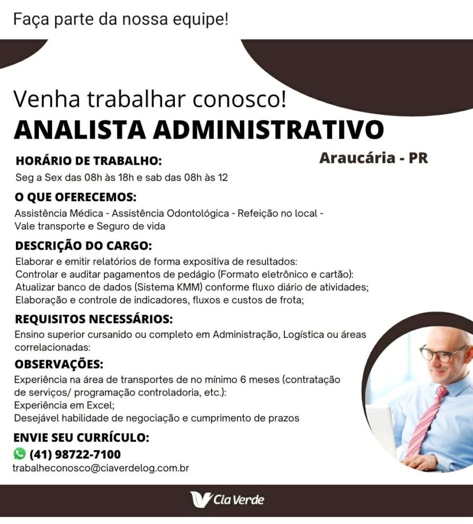 Analista Administrativo (25/10/22) - Central de Carreiras UniOpet