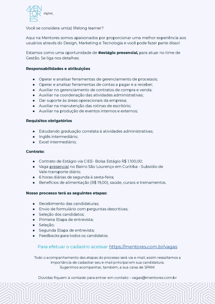 Estágio Administrativo (29/11/22) - Central de Carreiras UniOpet